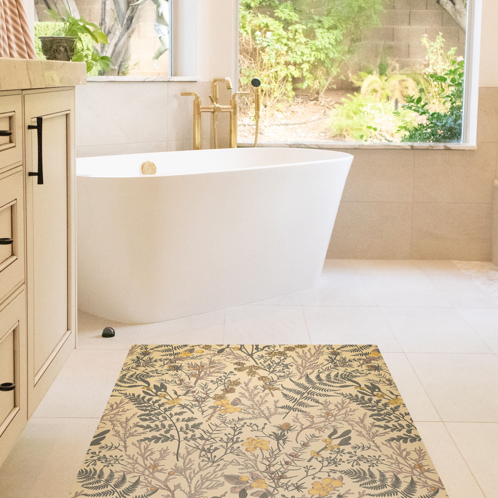 Chamois Color Forest Vintage Vinyl Rug. High Density Floor Mat ...