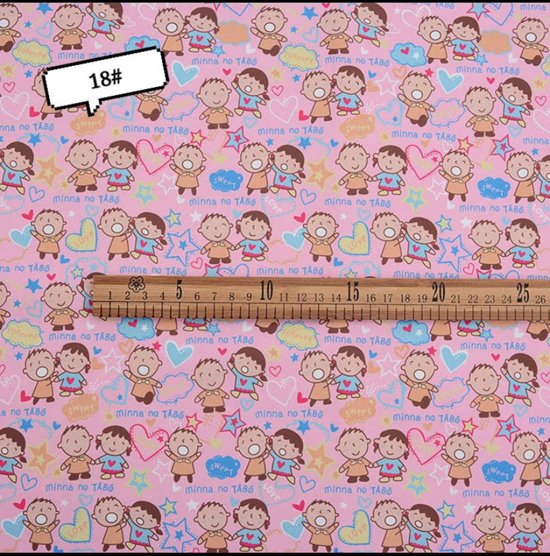 Cartoon Minna No Tabo Laminated Fabric , DIY Table Cloth, Curtain, Face ...