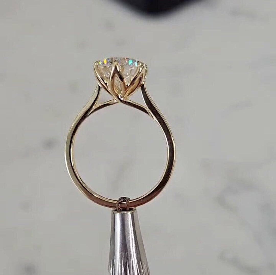 Vintage Tulip Setting Moissanite Engagement Ring,3 Ct Round Moissanite ...