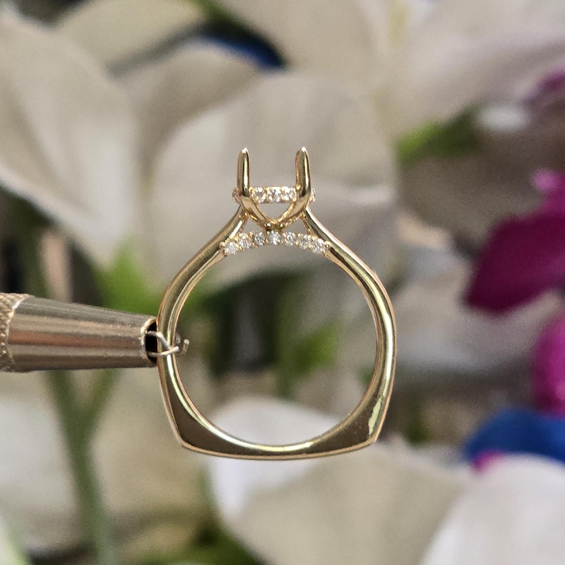 14k Yellow Gold Semi-mount Setting Ring for Your Diamond, Oval Cut ...