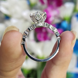 Tulip Setting Engagement Ring, 8.50mm Round Cut Moissanite Ring for ...