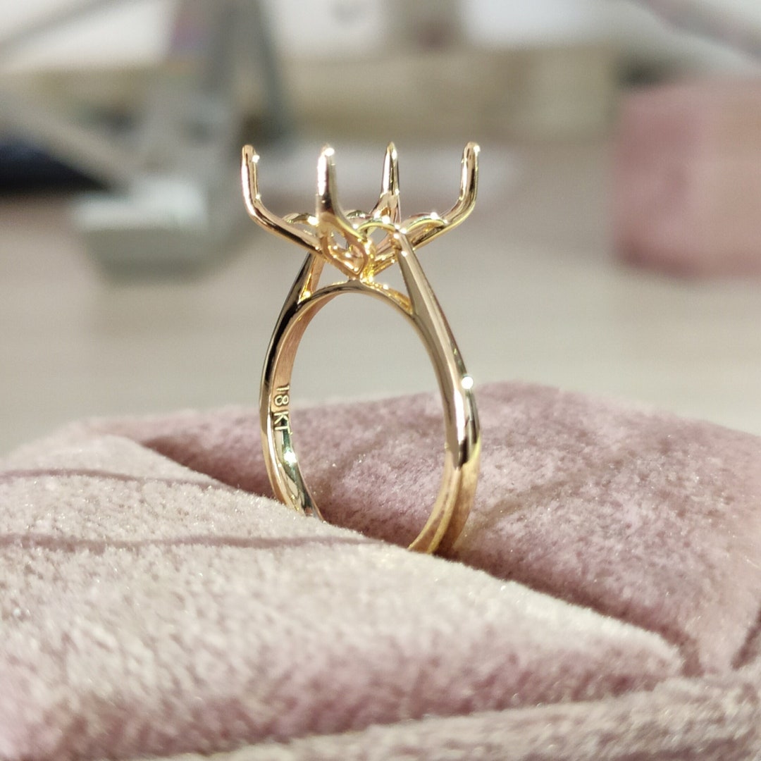 10k Solid Gold Semi Mount Ring Setting for Diamond Vintage Tulip ...