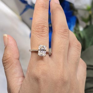 Vintage Tulip Setting Engagement Ring, Radiant Cut Cathedral Set ...