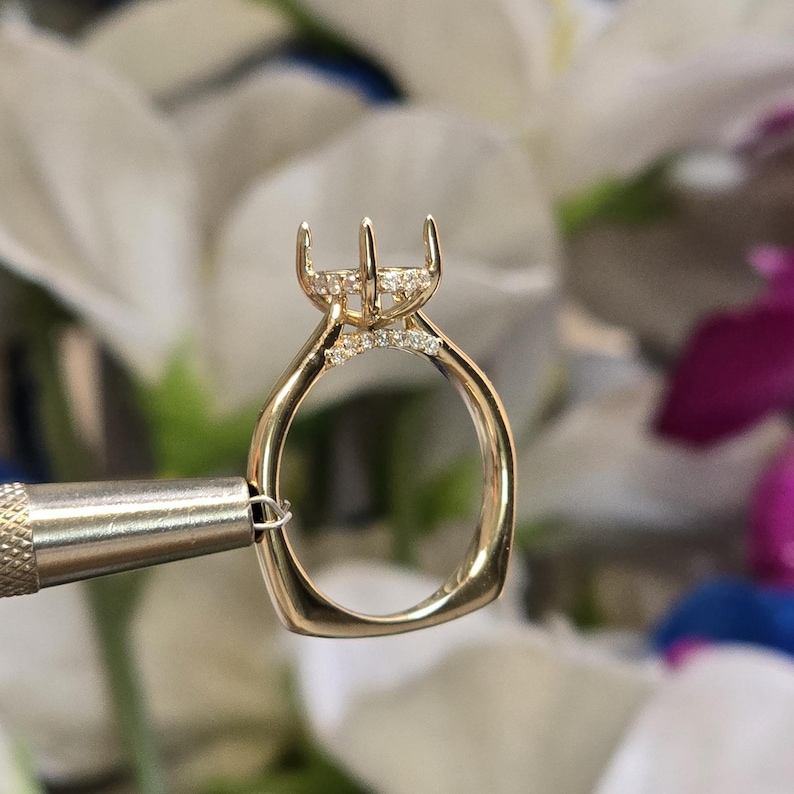 14k Yellow Gold Semi-mount Setting Ring for Your Diamond, Oval Cut ...