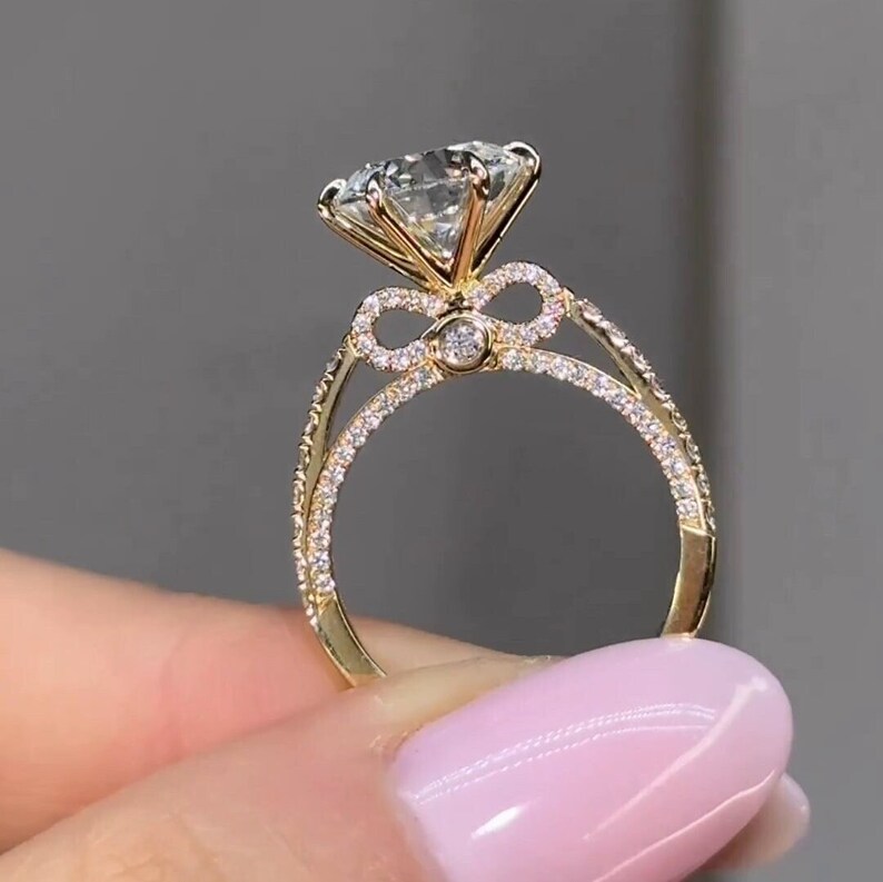 Vintage Cathedral Set Engagement Ring, Hidden Pave Bridge Art Deco Ring ...