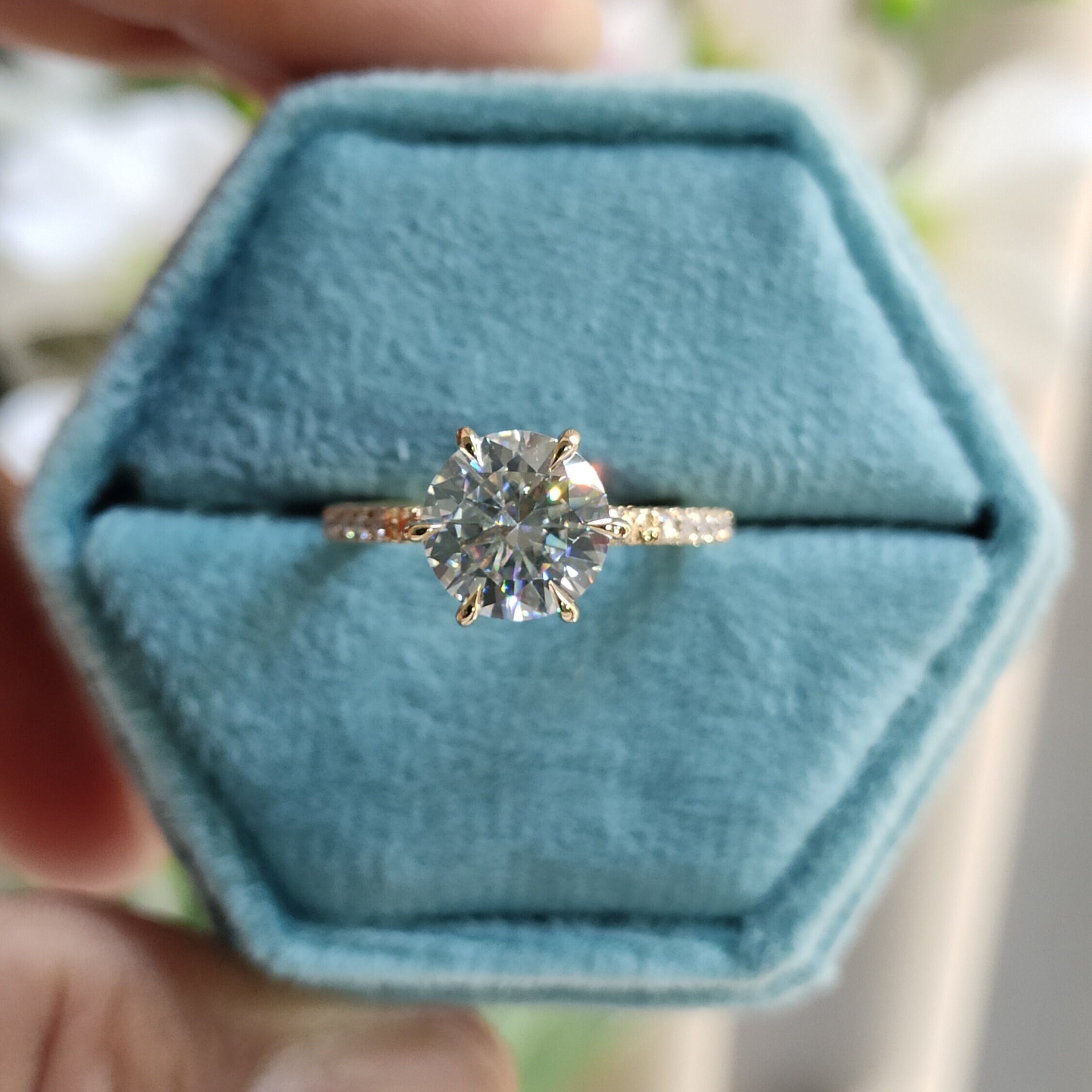 Vintage Cathedral Set Engagement Ring, Hidden Pave Bridge Art Deco Ring ...