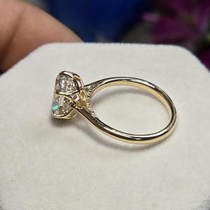 Lotus Floral Tulip Setting Engagement Ring Yellow Gold Vintage ...