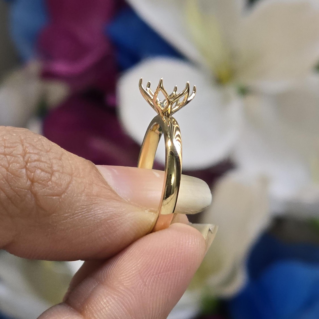 Vintage Tulip Set Engagement Ring, Semi Mount Ring Setting for Your ...