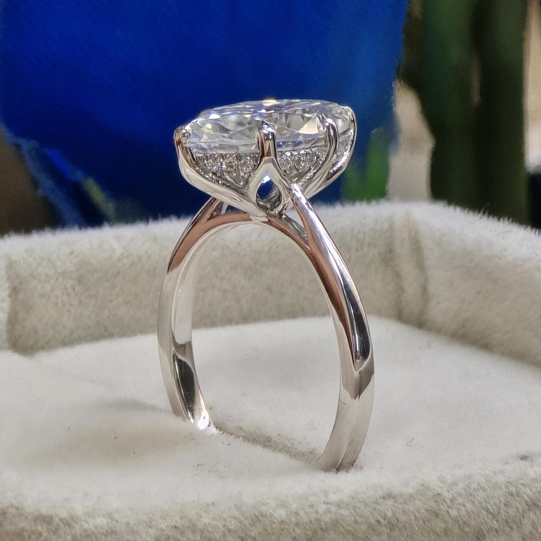 Vintage Tulip Setting 2ct Marquise Cut Hidden Halo Moissanite ...