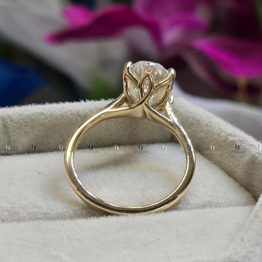Antique Floral Tulip Setting Engagement Ring, 3.50ct Oval Cut Solitaire ...
