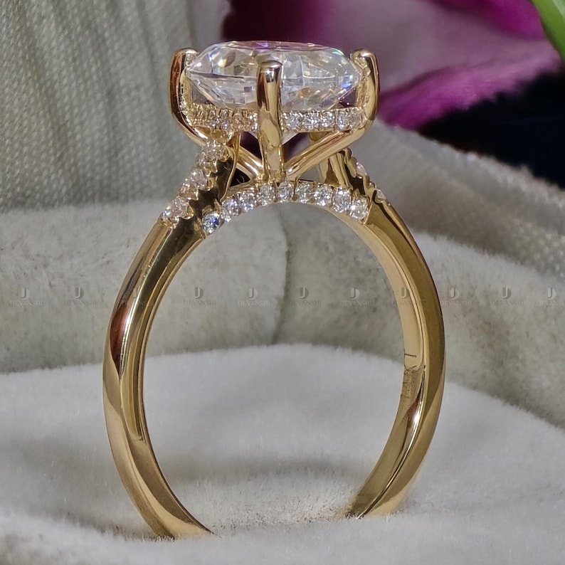 2ct Oval Cut Cathedral Setting Engagement Ring, Oval Cut Hidden Halo ...