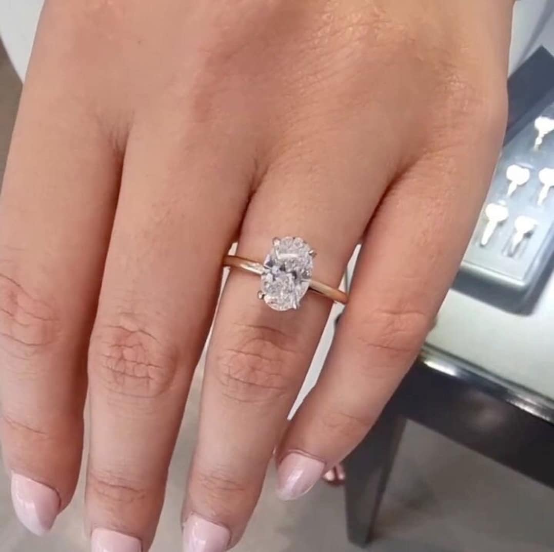 Antique Tulip Setting Engagement Ring, 2ct Oval Moissanite Ring Yellow ...