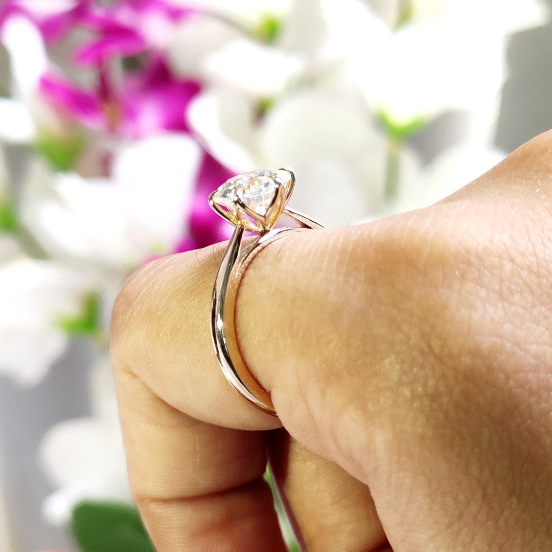 Antique Tulip Set Engagement Ring, 2 Carat Cathedral Setting Engagement ...