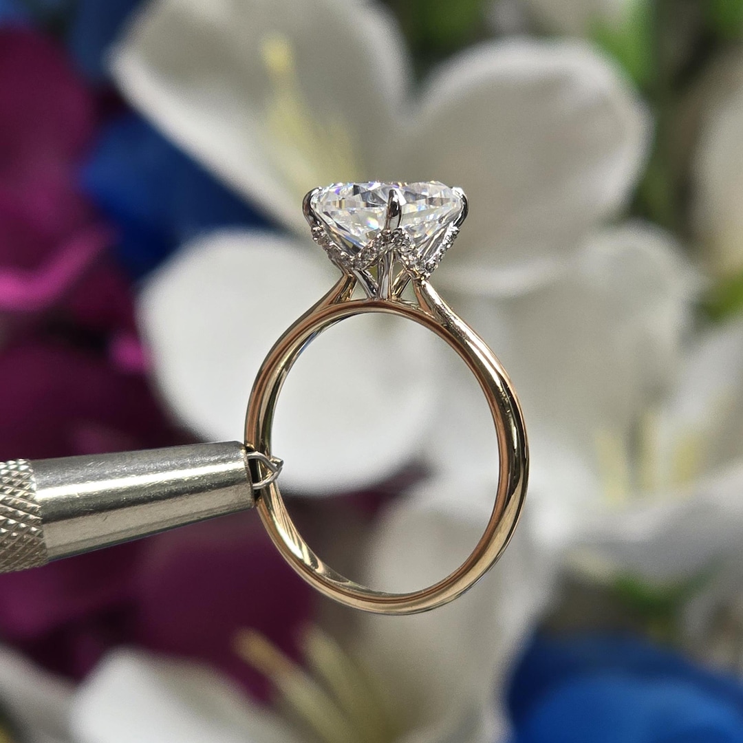 Vintage Cathedral Setting Elongated Cushion Cut Moissanite Engagement ...