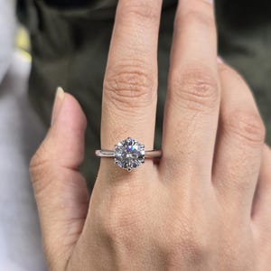 Hidden Halo 2ct Round Cut Cathedral Set Moissanite Engagement Ring, 14k ...