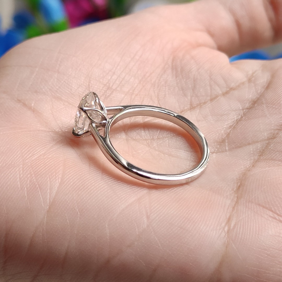 Oval Cathedral Engagement Ring 2 Carat Oval Cut Tulip Prong Basket ...