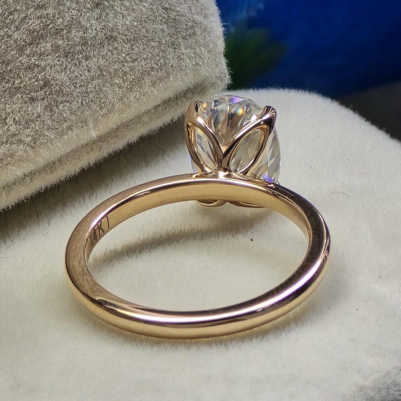 Tulip Setting 2CT Oval Cut Engagement Ring, Oval Solitaire Moissanite ...