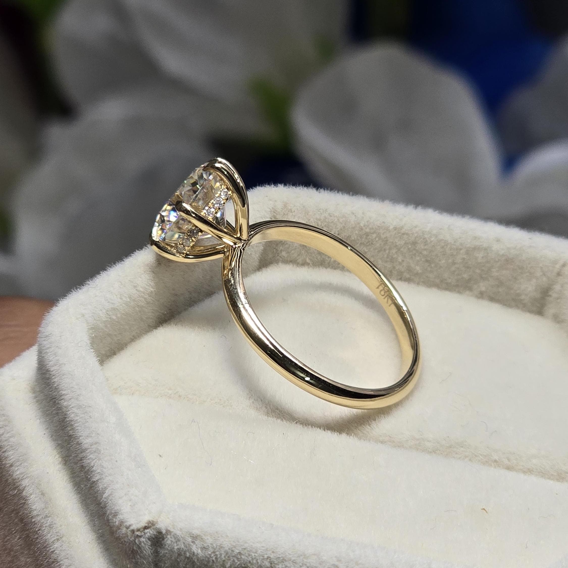 Unique 3ct Round Cut Hidden Halo Moissanite Engagement Ring in 10k ...