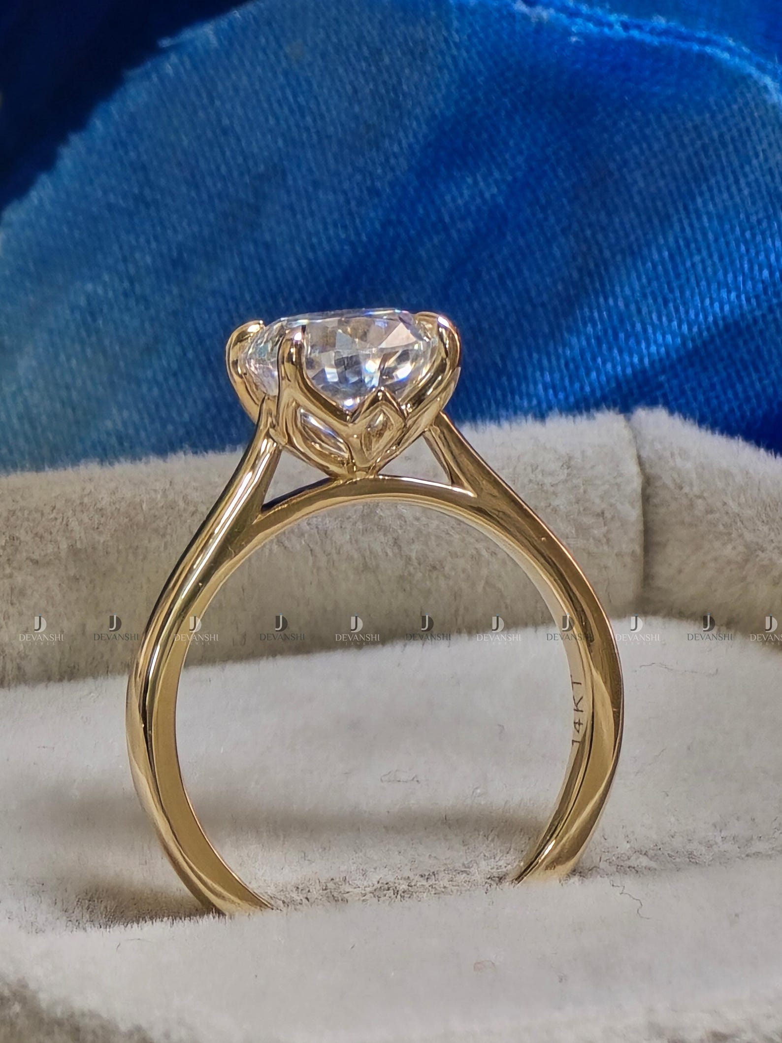 Antique Lotus Floral Tulip Setting Ring, Oval Cut Solitaire Moissanite ...