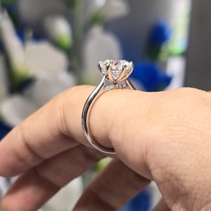 Hidden Halo 2ct Round Cut Cathedral Set Moissanite Engagement Ring, 14k ...