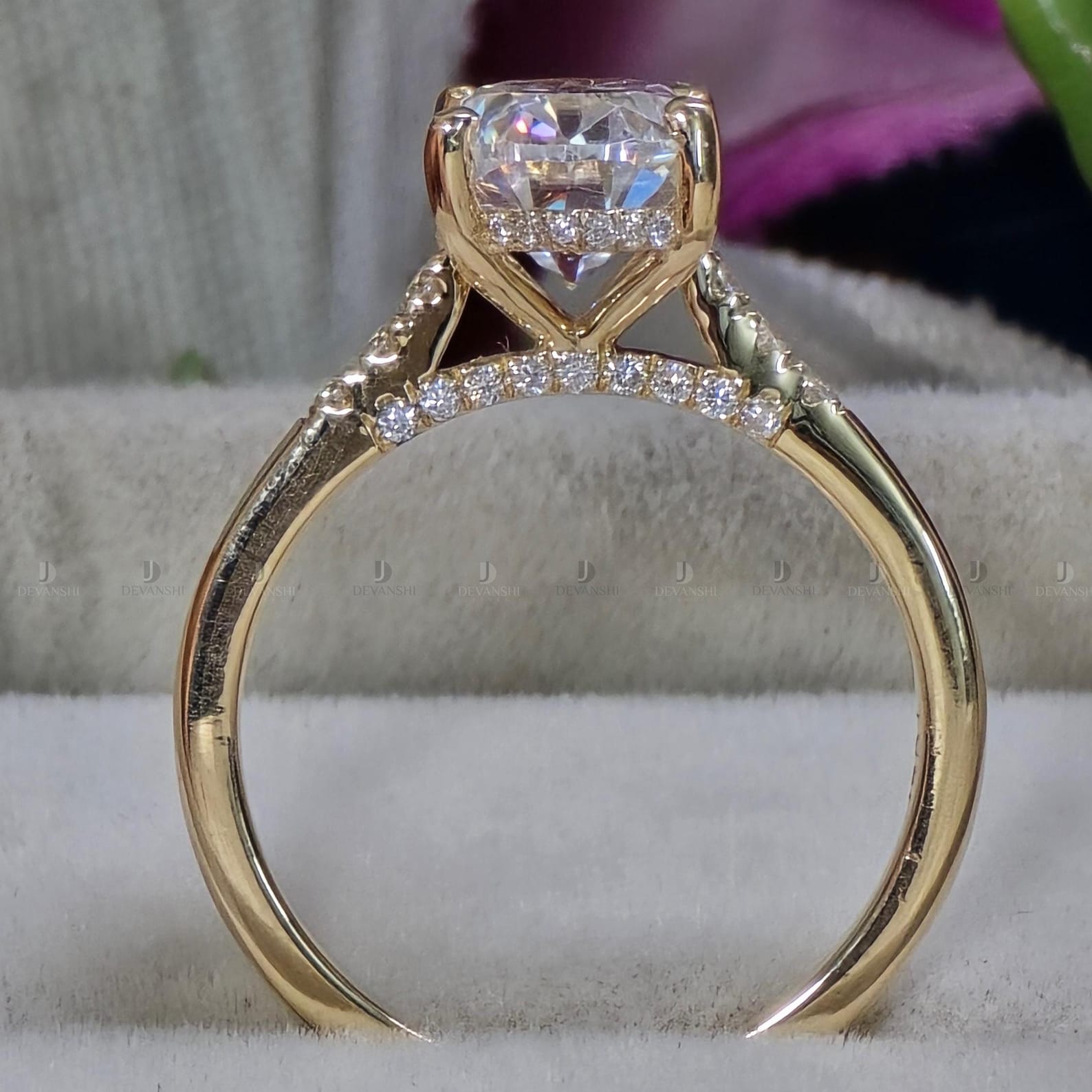 2ct Oval Cut Cathedral Setting Engagement Ring, Oval Cut Hidden Halo ...