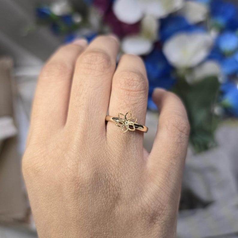 Vintage Tulip Set Engagement Ring, Semi Mount Ring Setting for Your ...