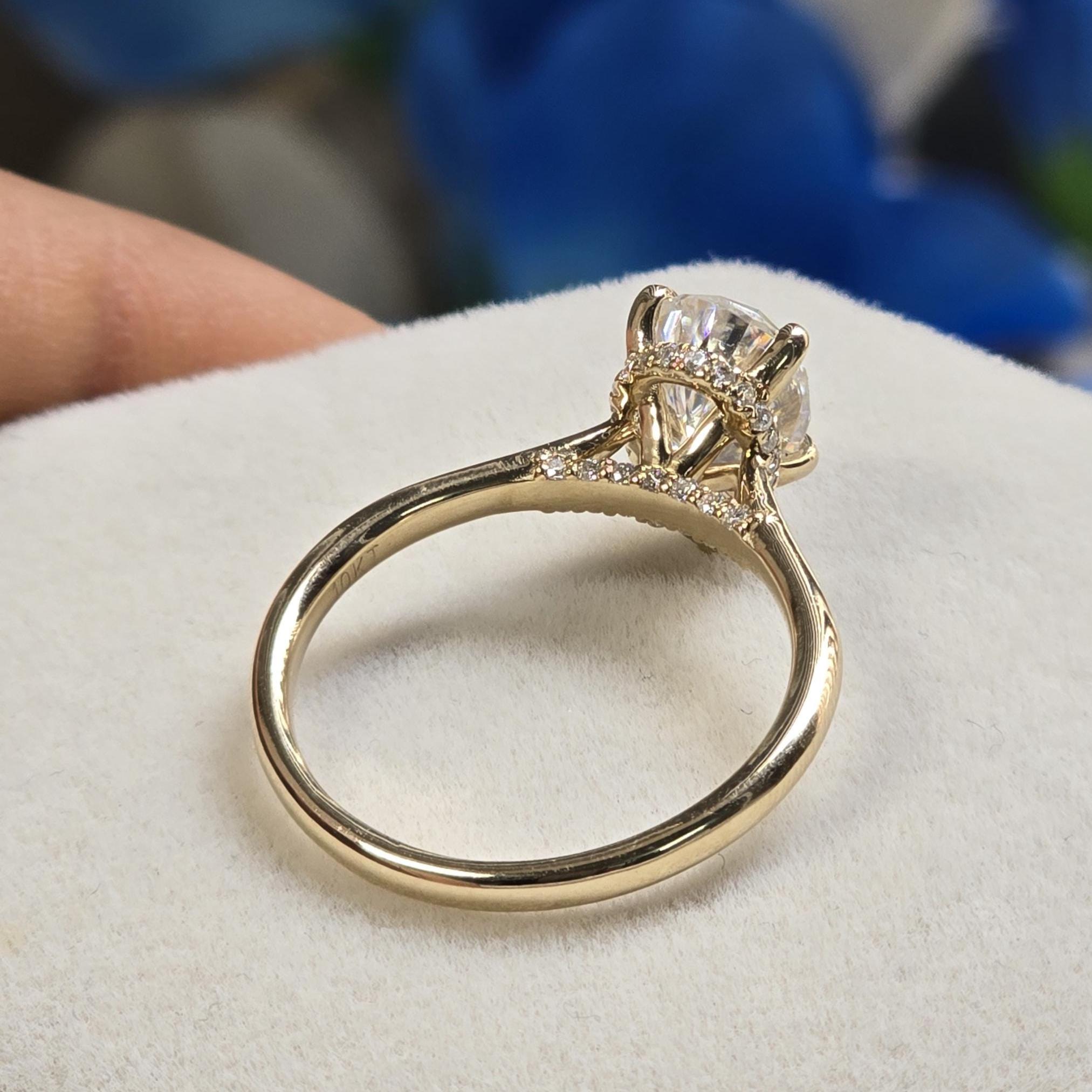 Vintage Cathedral Setting Engagement Ring, Pear Shaped Moissanite With ...