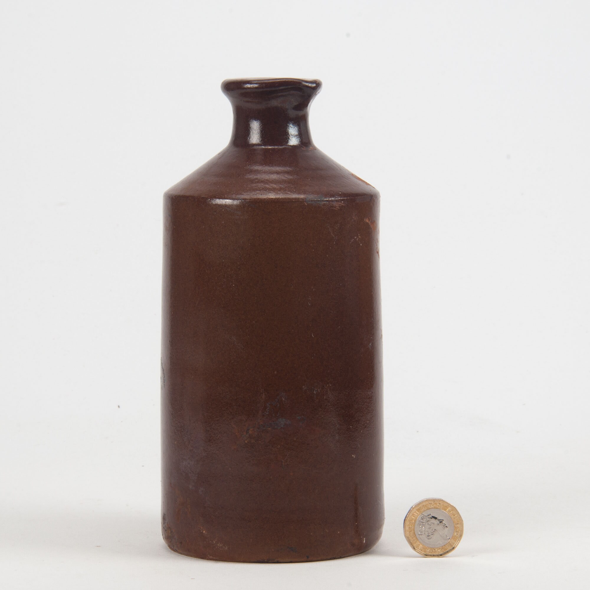 Vintage 7 Inch Brown Stoneware Ink Pouring Bottle, Bourne Denby ...