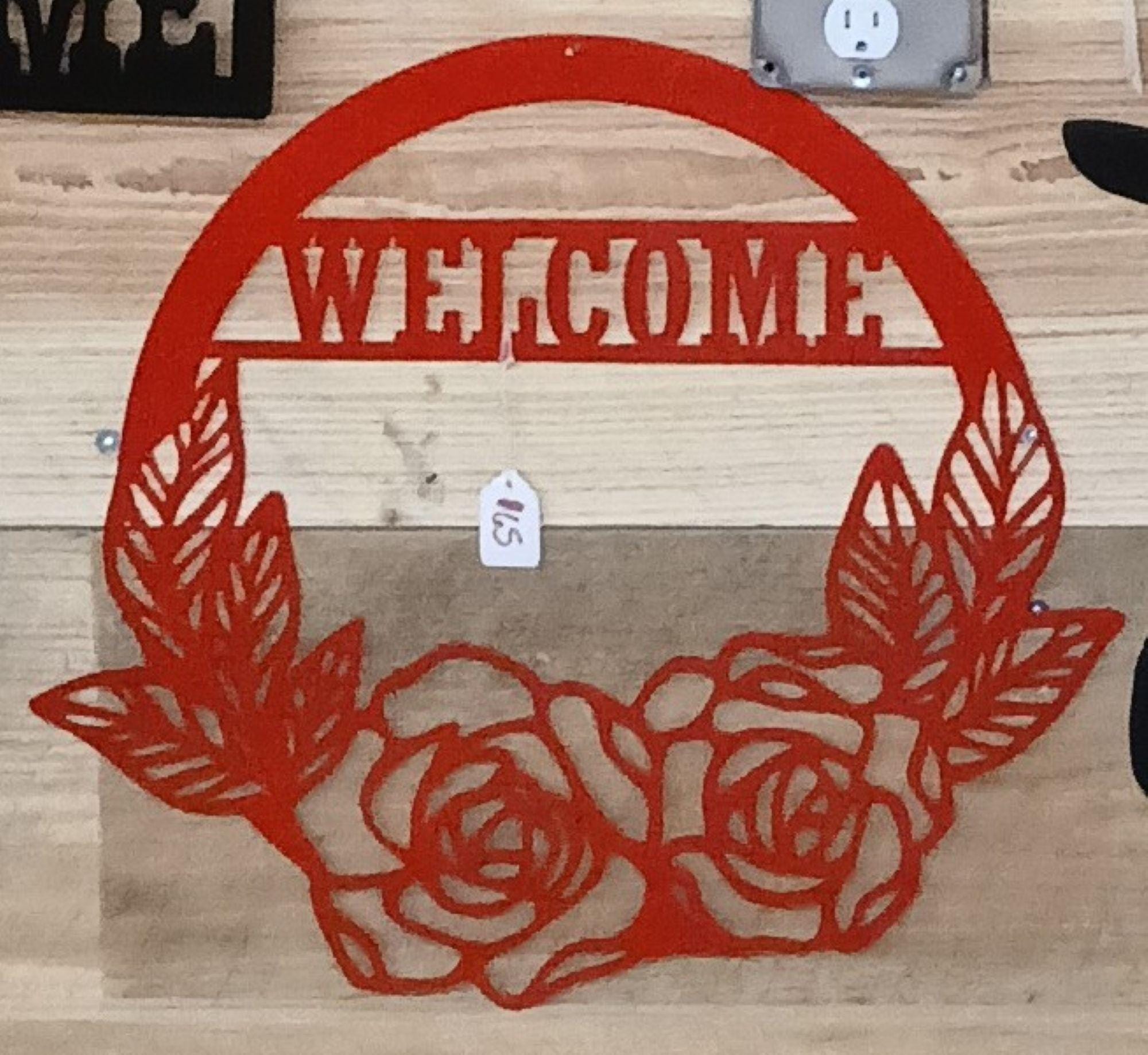 Powder Coated Welcome Roses Metal Sign - Indoor Outdoor Decor - Etsy