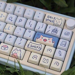 148PCS Blue Cats Theme Keycap Set,cute Keycaps,anime Keycap,mda Keycap ...