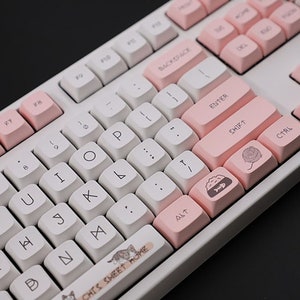 139pcs, Cute Pink Cats Theme Keycap, Pink Keycap, XDA Profile Keycap ...