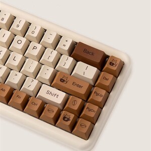 153pcs, Coffee and Cat Theme Keycap Set, Brown Colorway Keycap Set, PBT ...