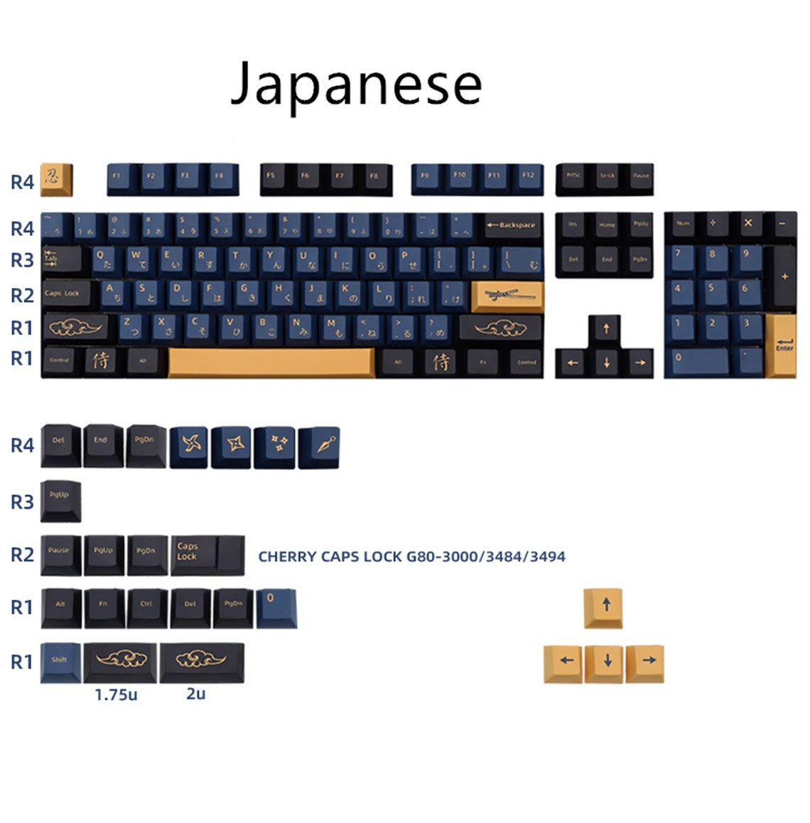 129pcs Blue Samurai Theme Keycap Set Japanese Style Keycap - Etsy UK