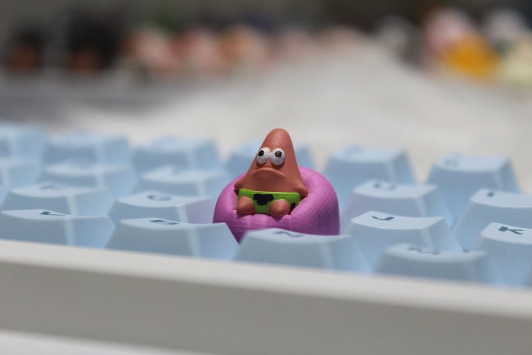 Baby Patrick Star Sitting on the Sofa Inspired Resin Artisan Keycap Key ...