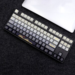 136PCS Sun Moon Mountain Theme Keycap Set, Gradient Grey Keycap, Game ...