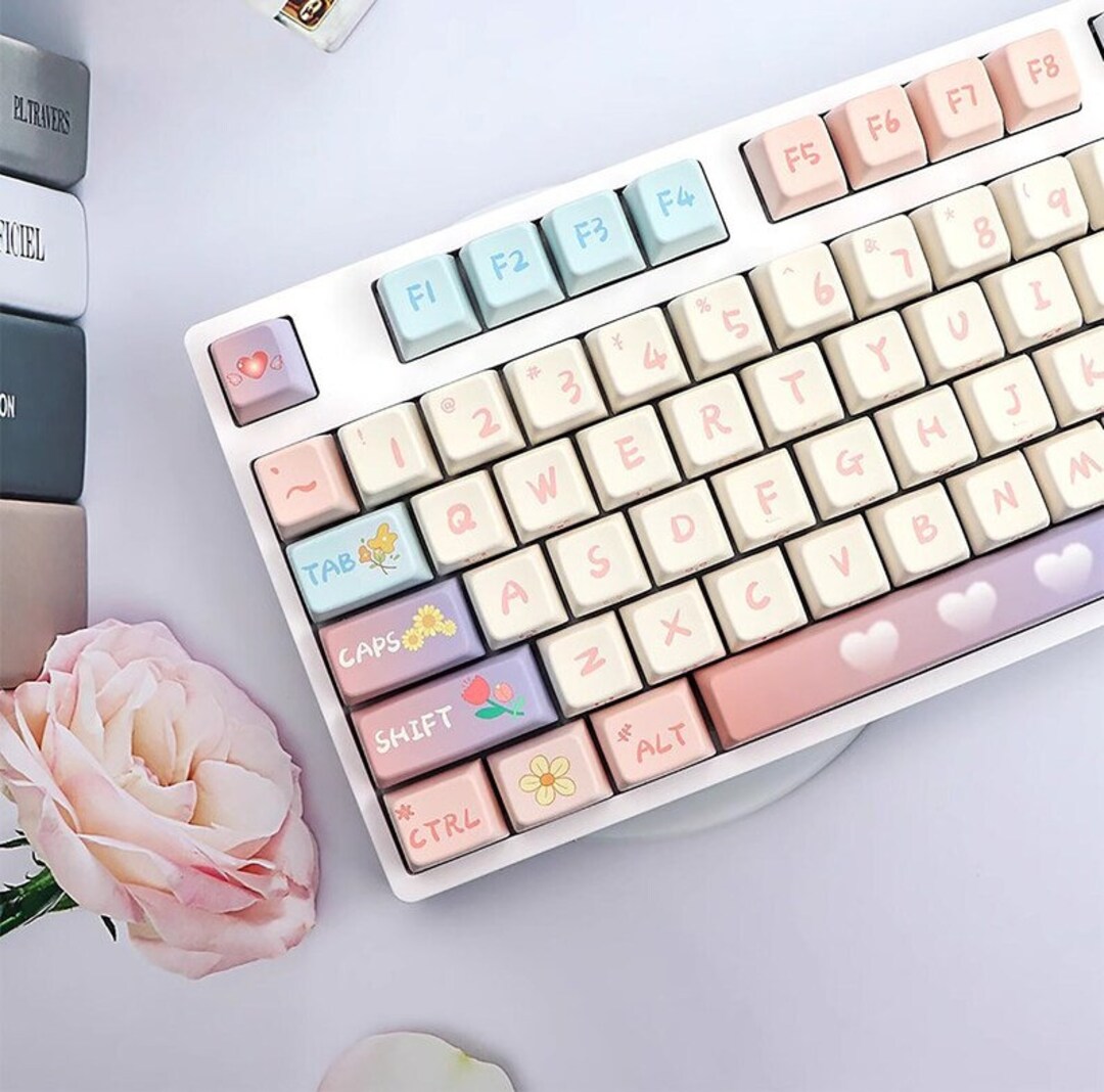 145PCS Cute Flower Theme Keycap Set,kawaii Keycap Set,anime Keycap,mda ...