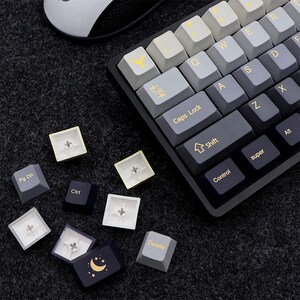 136PCS Sun Moon Mountain Theme Keycap Set, Gradient Grey Keycap, Game ...