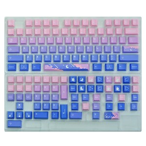 136PCS Star Moon Theme Keycap Set, Gradient Pink Blue Keycaps, PBT ...