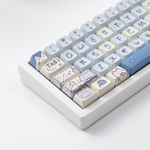 148PCS Blue Cats Theme Keycap Set,cute Keycaps,anime Keycap,mda Keycap ...
