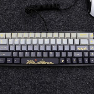 136PCS Sun Moon Mountain Theme Keycap Set, Gradient Grey Keycap, Game ...