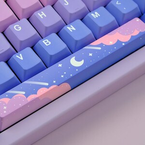 136PCS Star Moon Theme Keycap Set, Gradient Pink Blue Keycaps, PBT ...