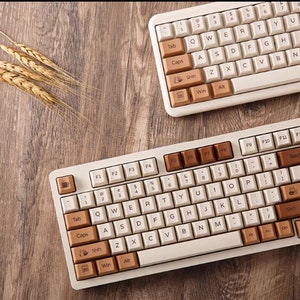 153pcs, Coffee and Cat Theme Keycap Set, Brown Colorway Keycap Set, PBT ...