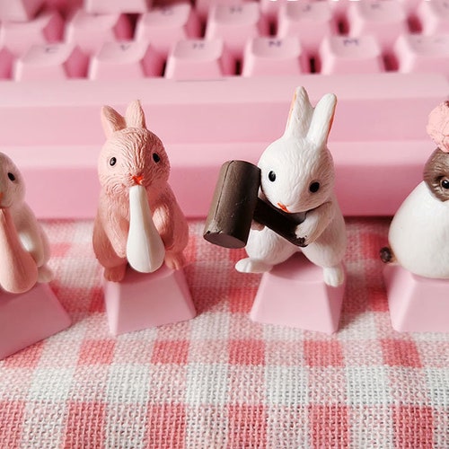 Cow and Bunny Keycap Kawaii Mechanical Keyboard - Etsy