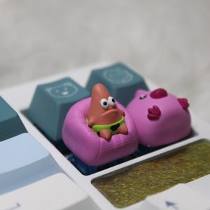 Baby Patrick Star Sitting on the Sofa Inspired Resin Artisan Keycap Key ...