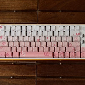 134PCS Pink Sakura Theme Keycap Set,side Print Keycap,translucent ...