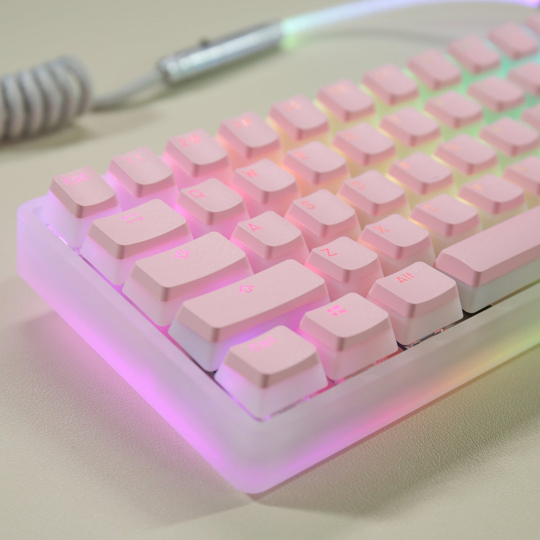 121pcs Double Shot Pudding-style Keycap Set, PBT Keycap, Pink Keycap ...