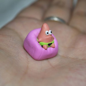 Baby Patrick Star Sitting on the Sofa Inspired Resin Artisan Keycap Key ...