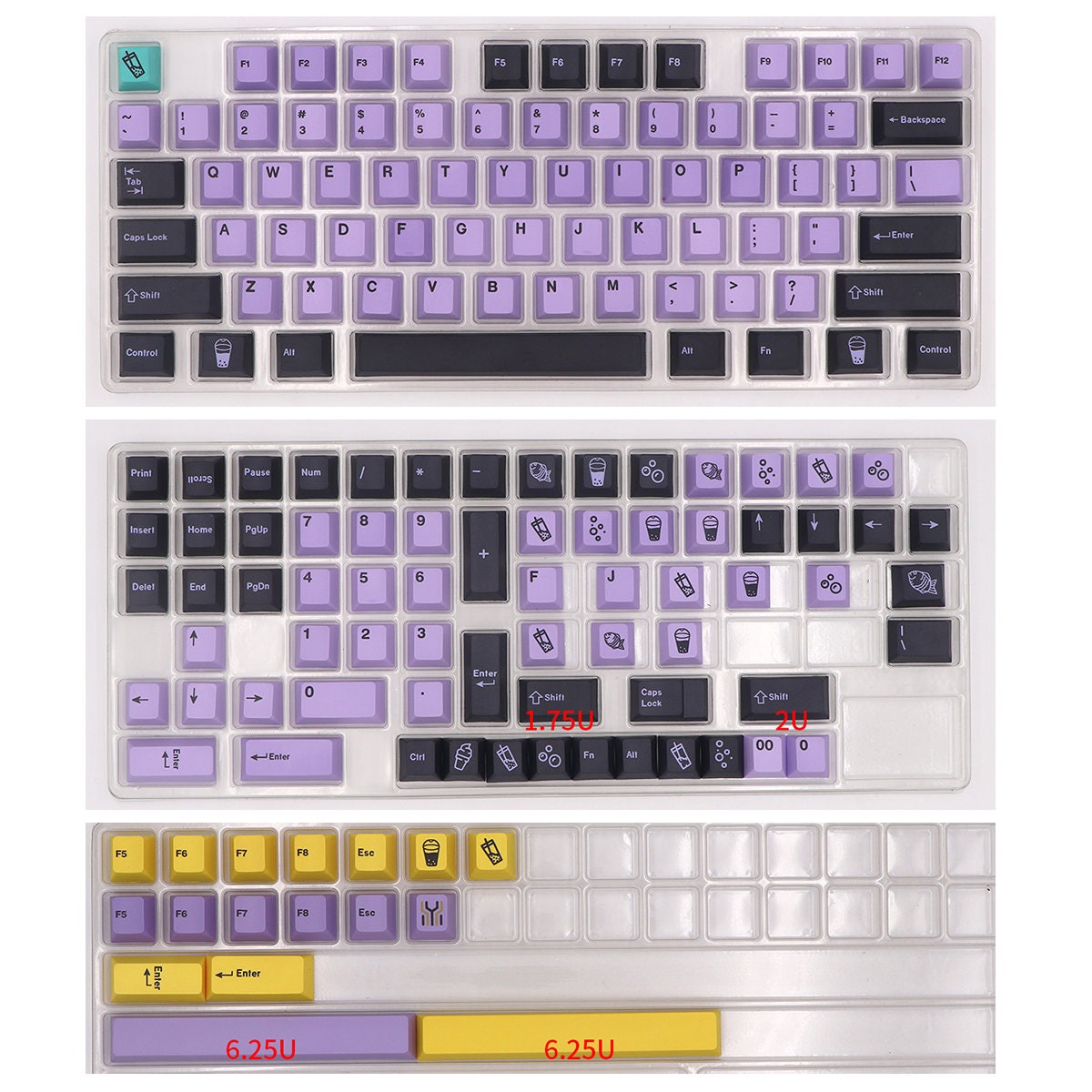 Taro Boba Bubble Tea Keycap Set 145 Piece Cherry Profile PBT - Etsy Canada
