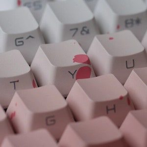 134PCS Pink Sakura Theme Keycap Set,side Print Keycap,translucent ...