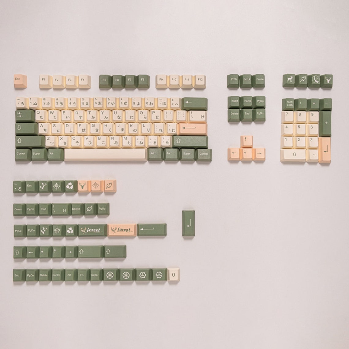 158pcs Misty Forest Theme Keycaps Set Vintage Green Keycaps - Etsy ...